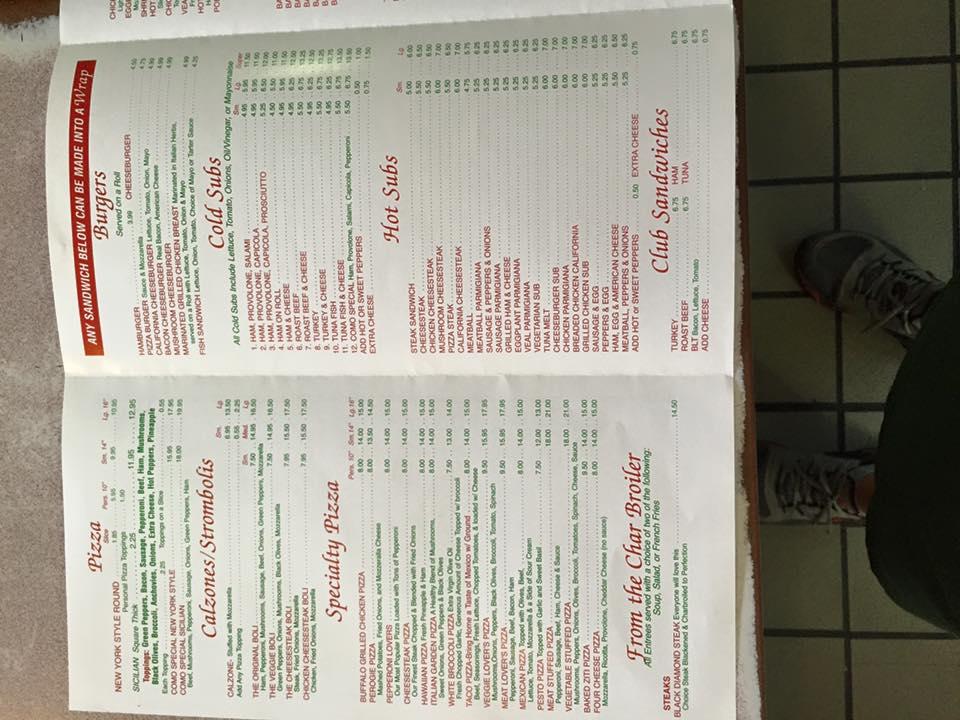 Menu at Pizza Como pizzeria, Hamburg