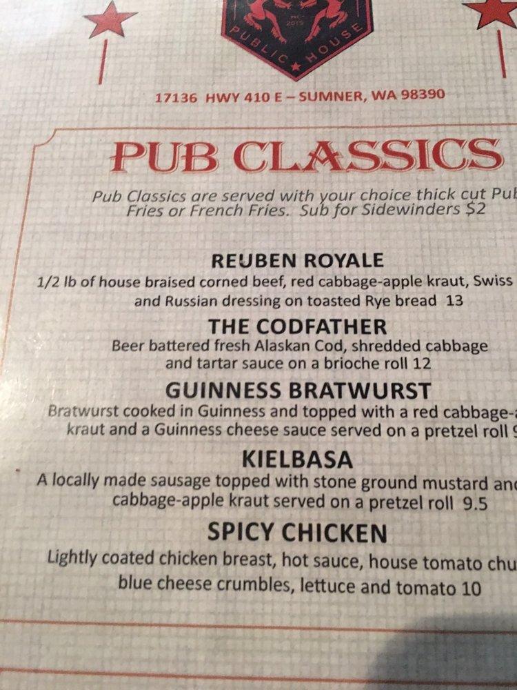 Menu at Purdy's pub & bar, Sumner, 64th St E