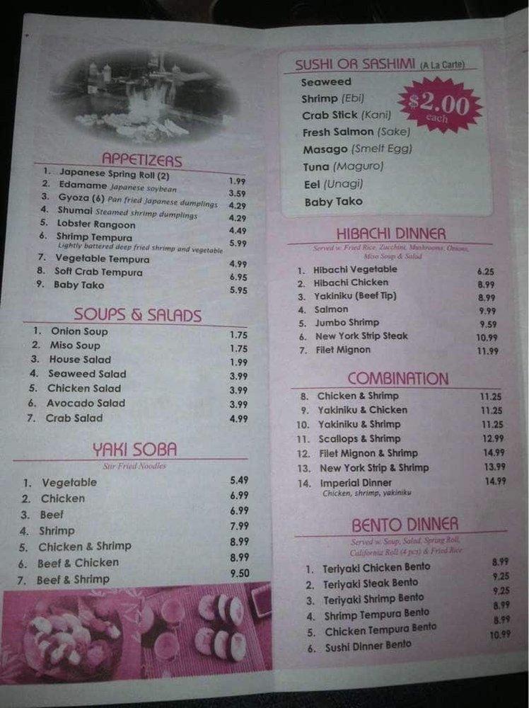 Menu at Samato restaurant, Clanton