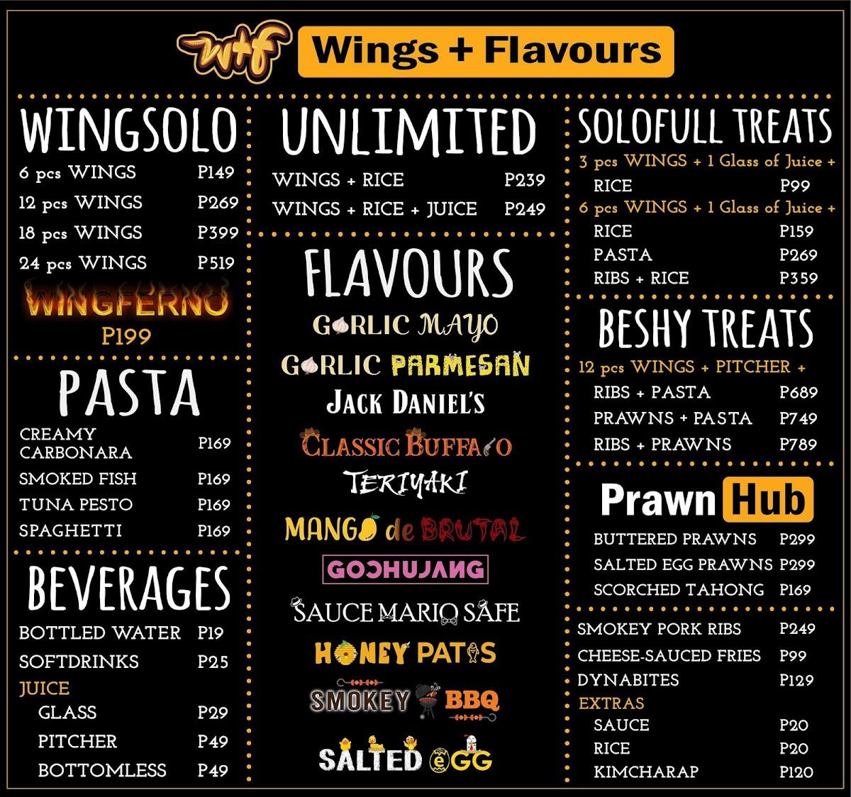 Menu at Wings and Flavours restaurant, Puerto Princesa