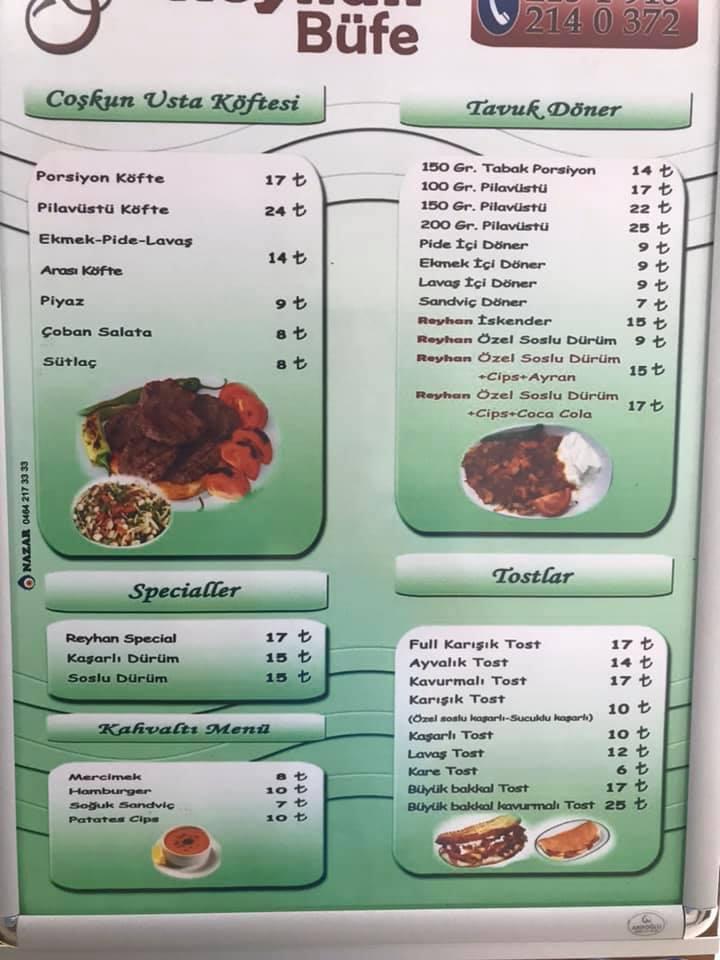 Menu at COŞKUN USTA KÖFTECİSİ, Rize
