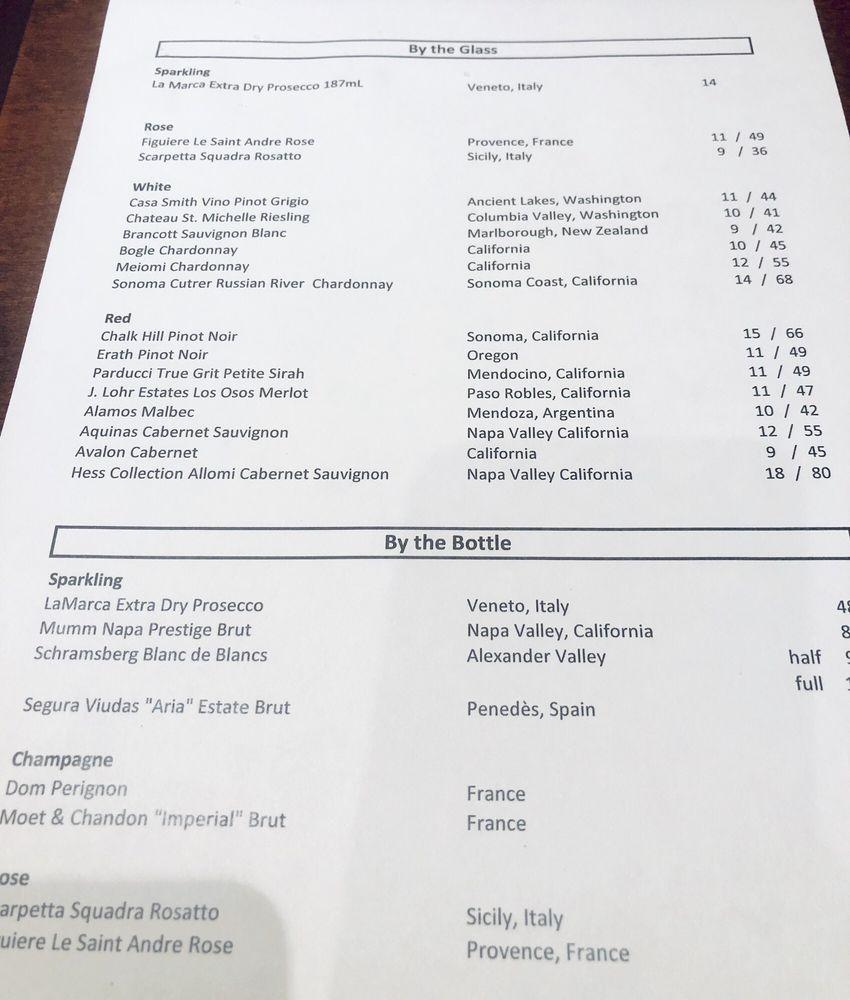 Menu at Salt Stone restaurant, Salt Lake City