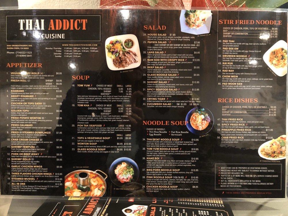 Menu at Thai Addict Cuisine BBQ, Buena Park, Orangethorpe Ave
