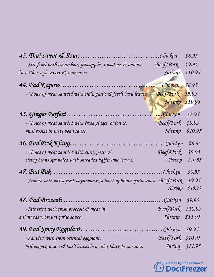 Menu at Tip Thai Restaurant, Richmond