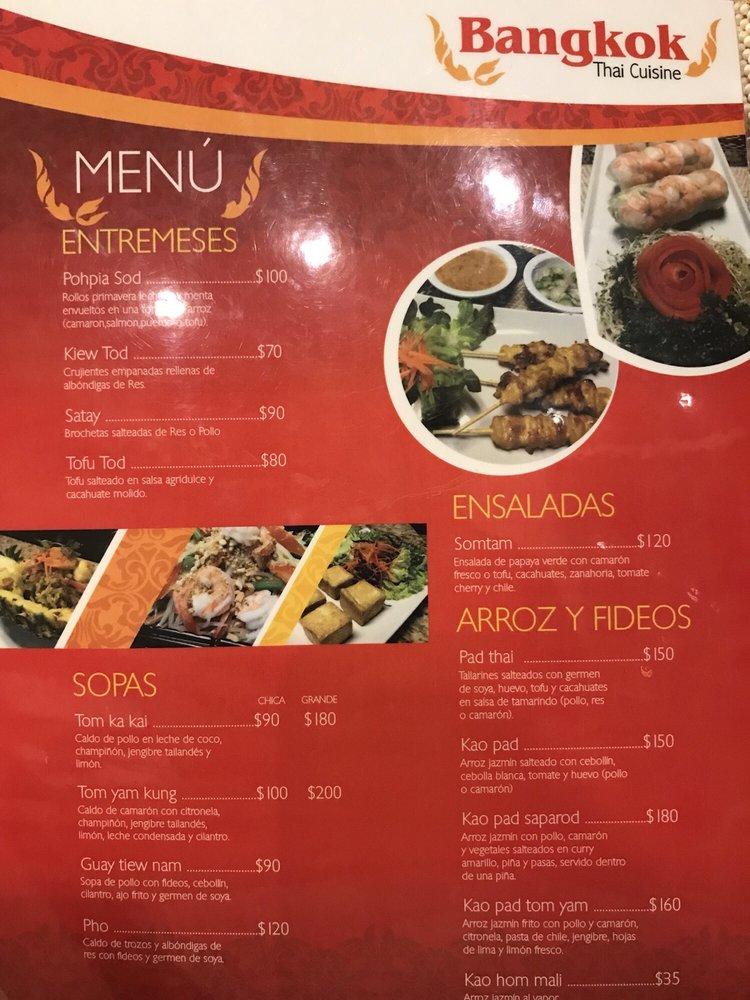 Menu at Bangkok Thai Cuisine restaurant, Mexicali, Calz. Cetys 1800