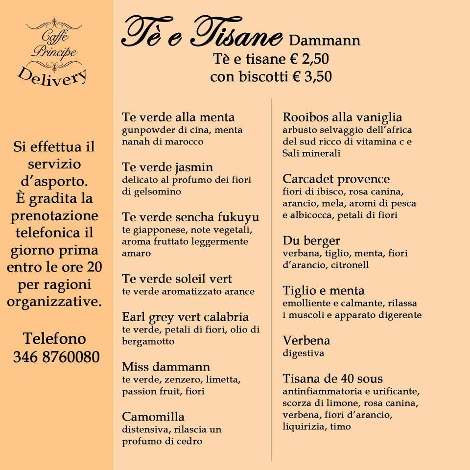 Menu da Caffè Principe pub & bar, Correggio