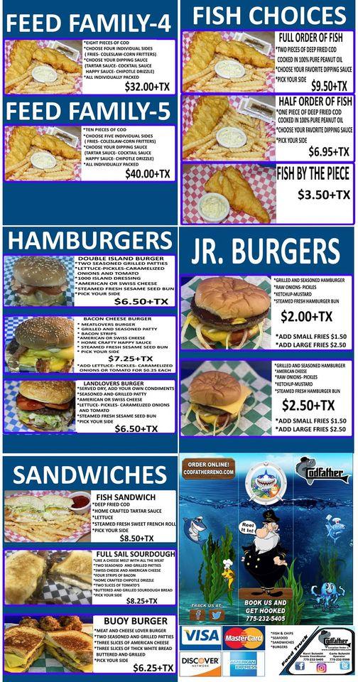 Menu at Codfather restaurant, Reno, Just South of Tamarack Junction ...