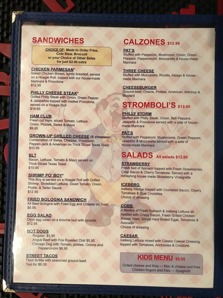 Menu at Cousin Pat's Pub & Grill, Estes Park