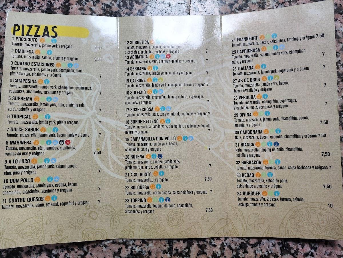 Menu at Don Pollo restaurant, Rute