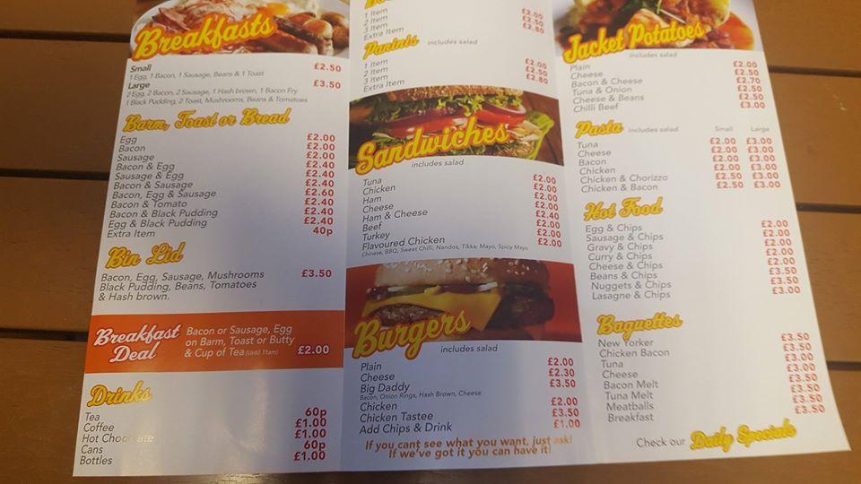Menu at Tastees Cafe, Widnes