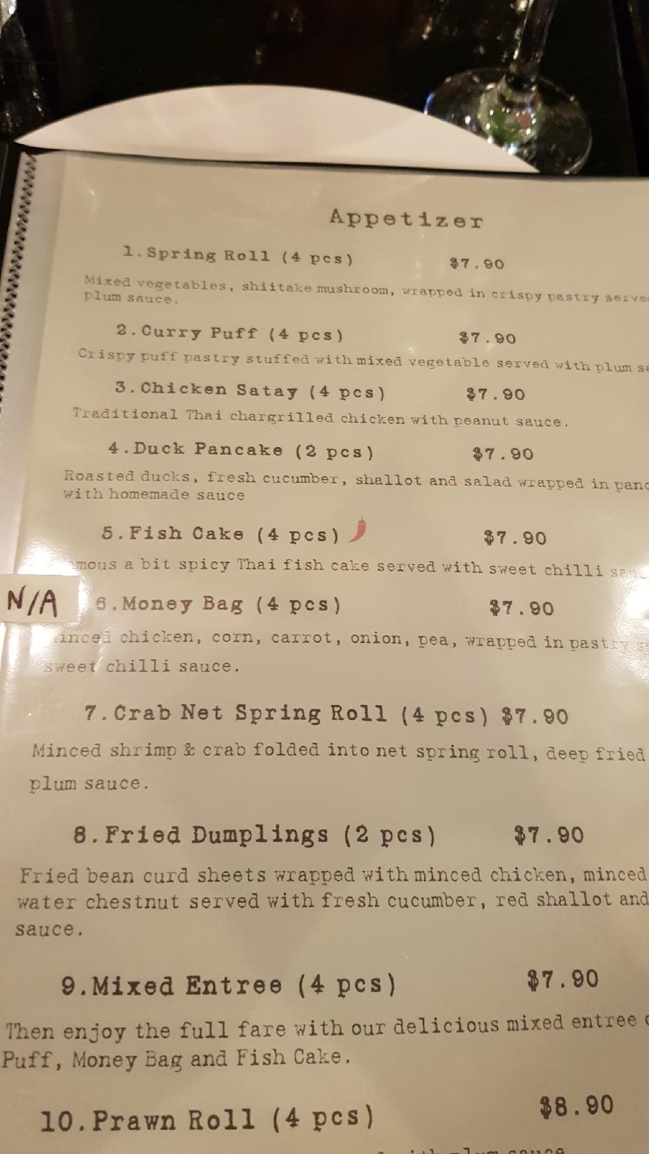 Menu at Limlong Thai Restaurant, Forster
