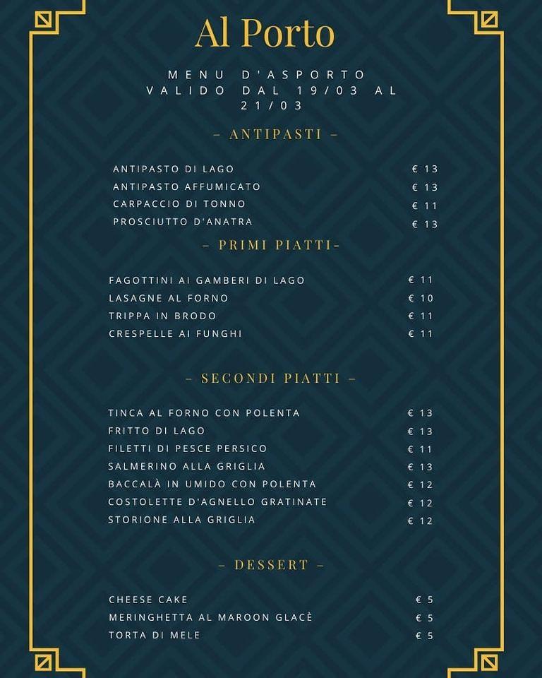 Menu da Al Porto ristorante, Clusane, Porto dei pescatori