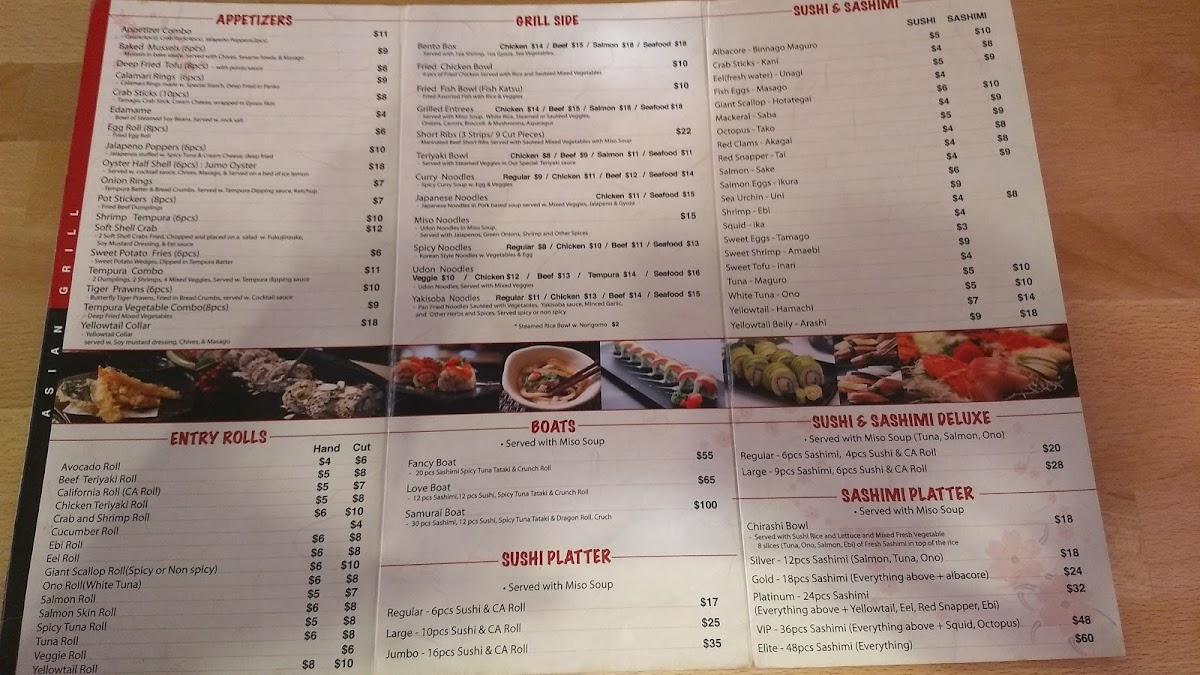 Menu at Asian Grill restaurant, Tulare