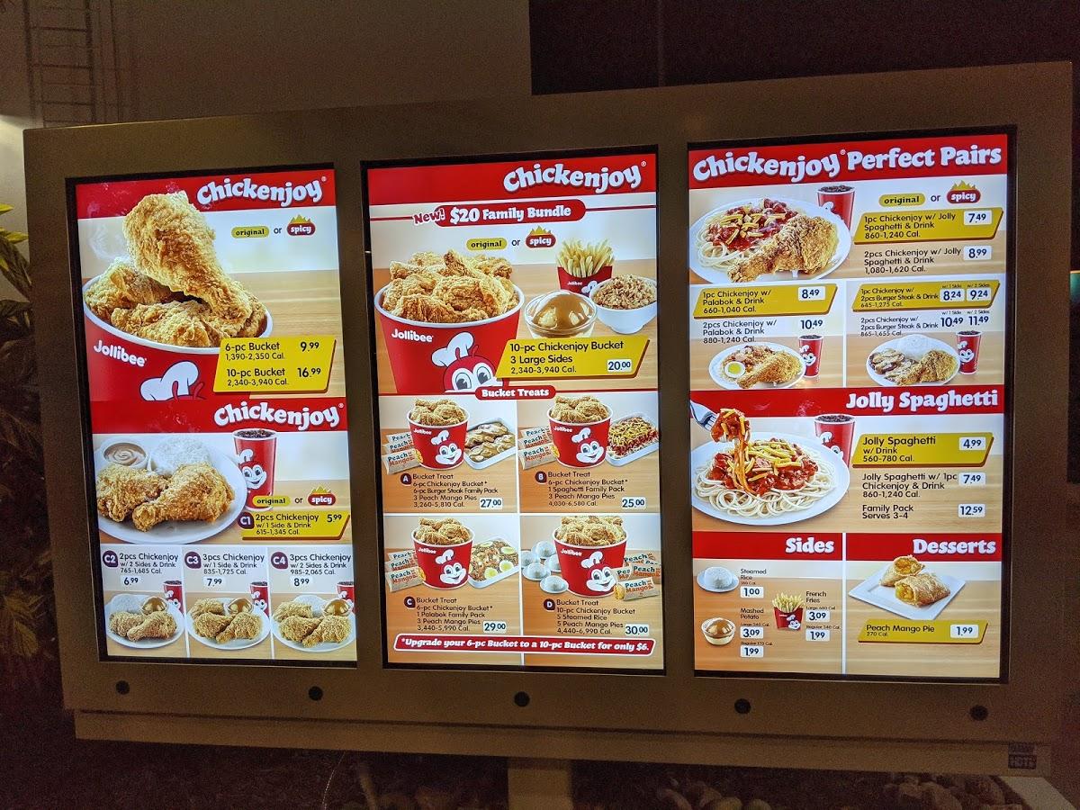 Menu at Jollibee fast food, Houston, Westheimer Rd