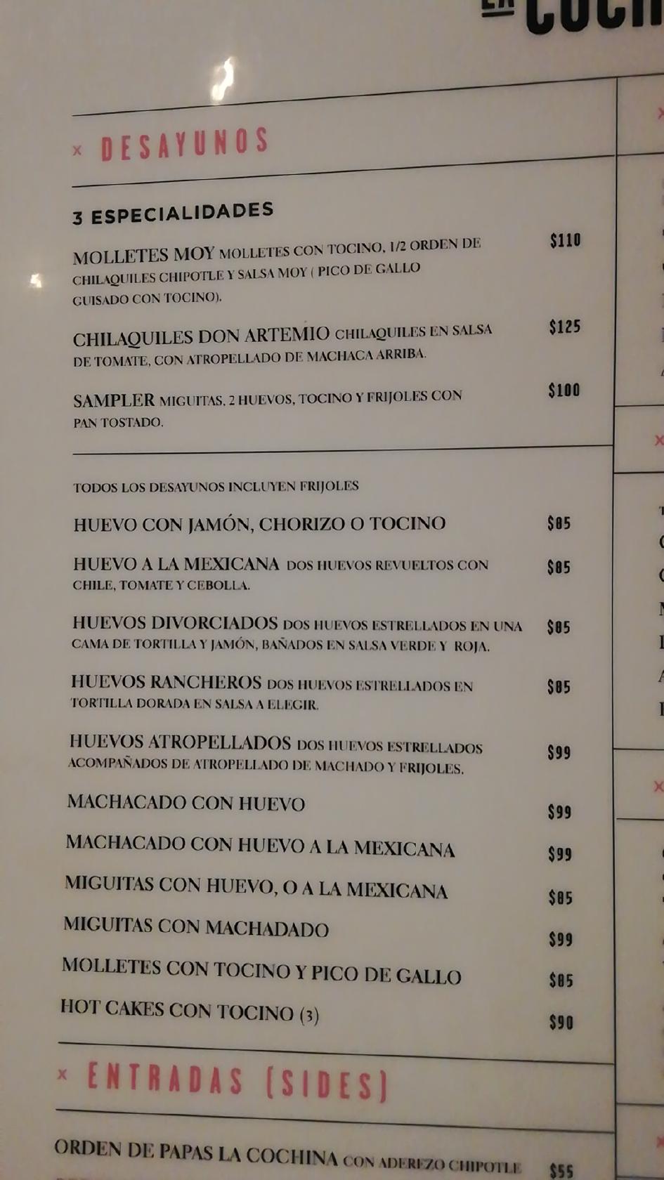 Carta del restaurante La Cochina, Monterrey, Avenida Sevilla Cumbres ...