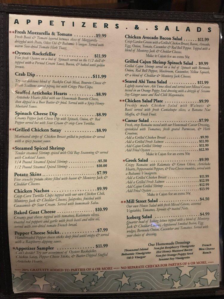 Menu at Mill Street Grill pub & bar, Staunton