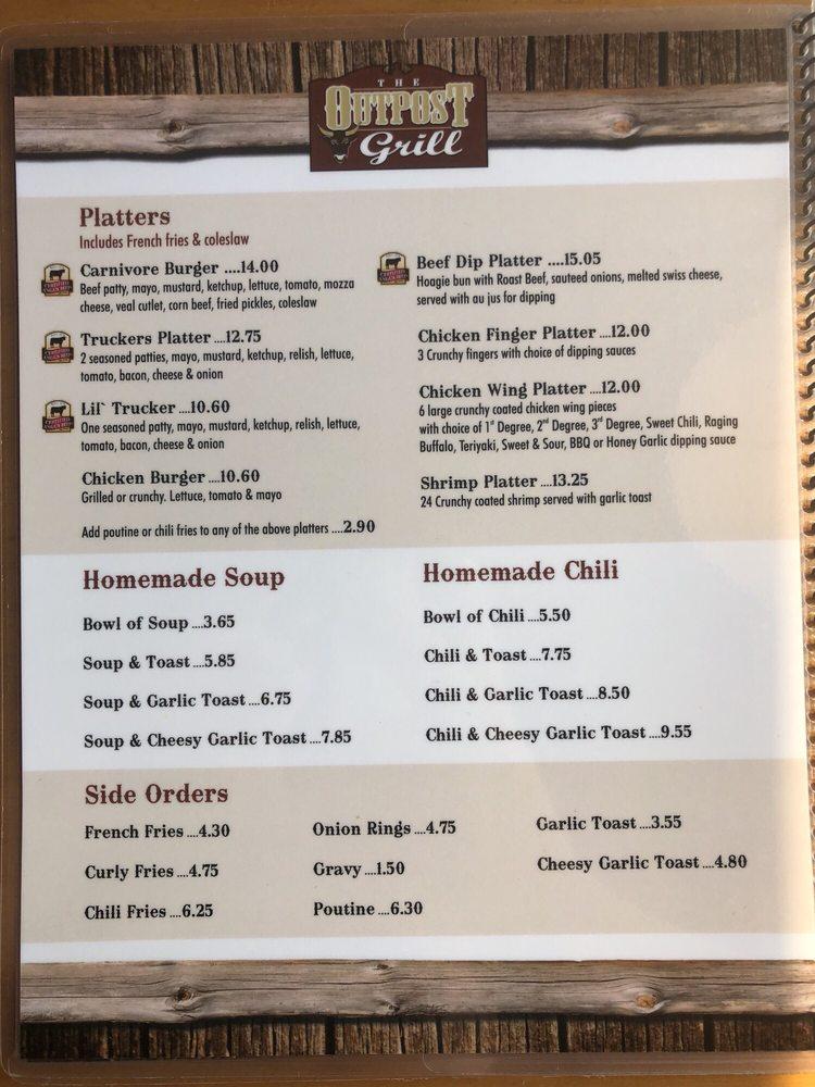 Menu at Outpost Grill restaurant, Winkler, Junction Hwy 3 &14