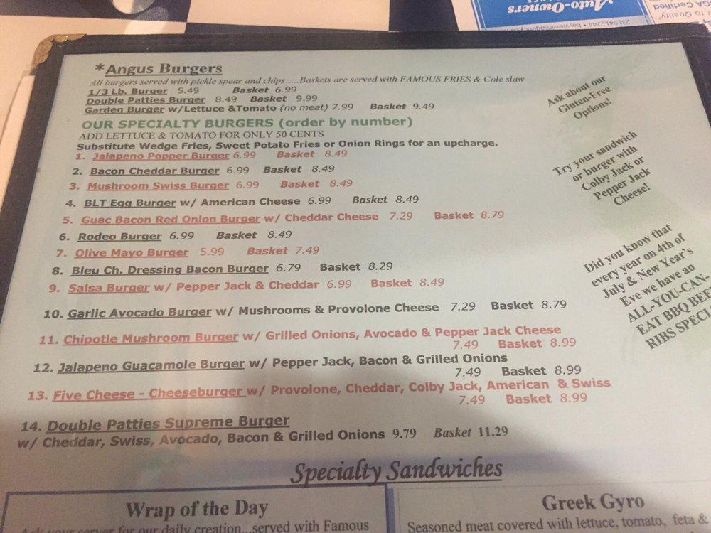 Menu at Randy's Diner restaurant, Traverse City, Carver St