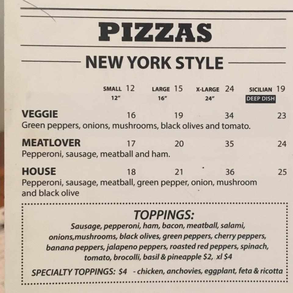 Menu at Vienna's Pizzeria & Sports Pub, Murrells Inlet