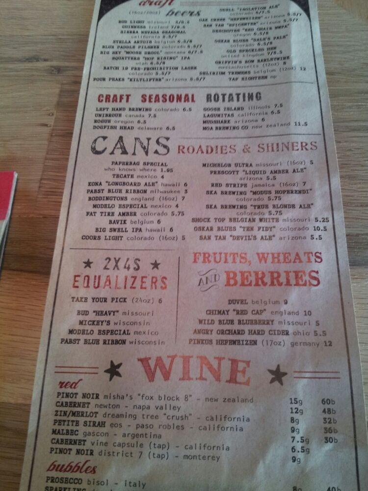 Menu at Culinary Dropout pub & bar, Phoenix, N 7th St