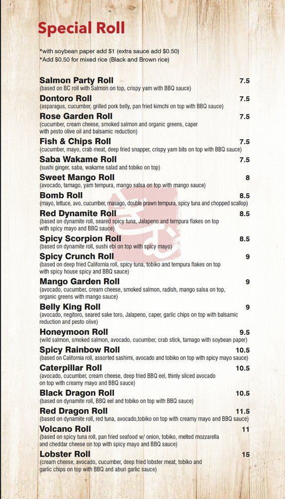 Menu at Kimu Japanese Cuisine restaurant, Vancouver