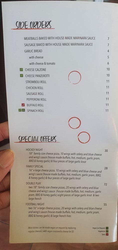 Menu at Papillon Pizzeria, Newmarket