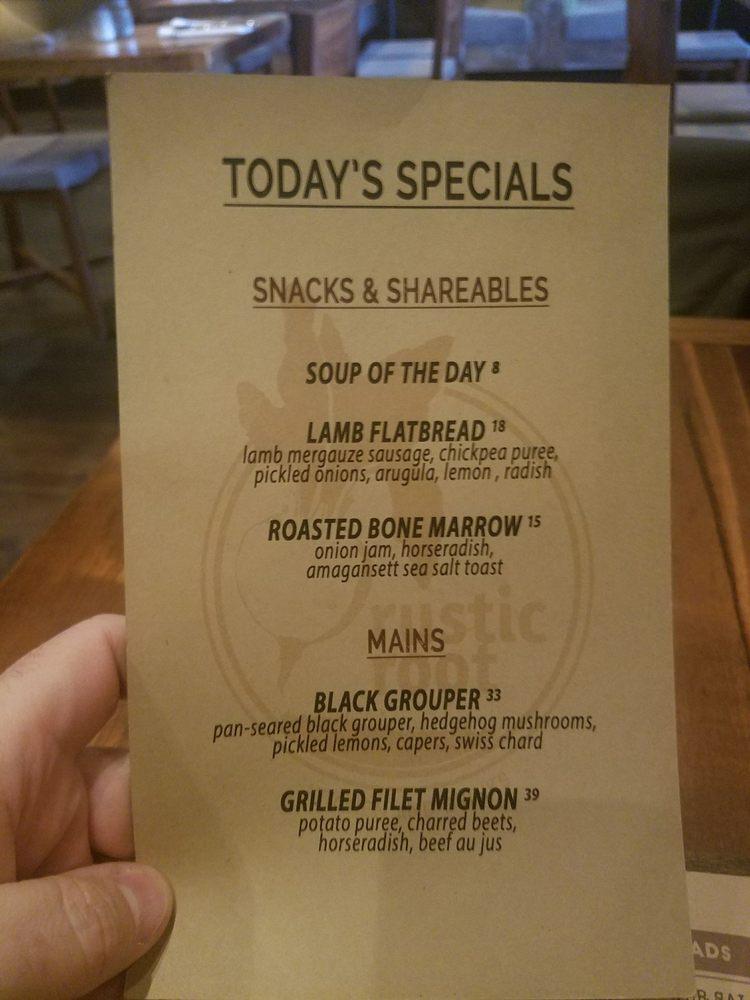 Menu at Rustic Root pub & bar, Woodbury