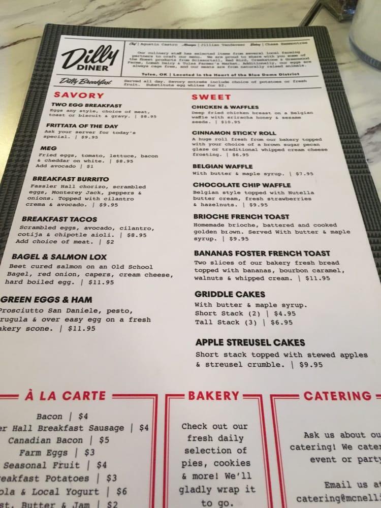 Menu at Dilly Diner cafe, Tulsa