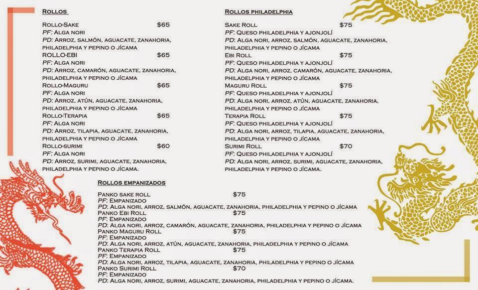 Carta del restaurante Dowtown Sushi Mérida, Merida