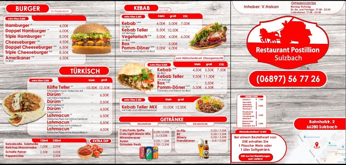 Speisekarte von Gaststaette Postillon restaurant, Sulzbach/Saar