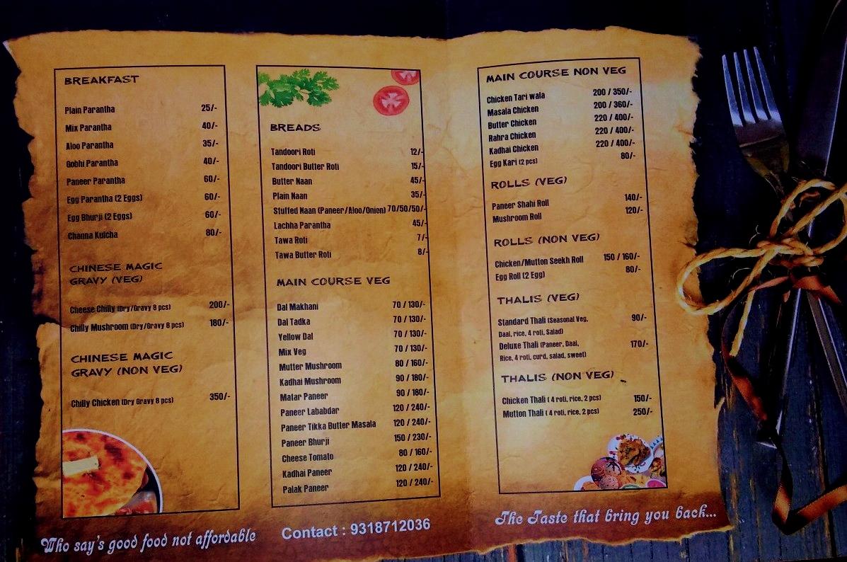 Menu at Memorable corner And Home Stay, Paonta Sahib