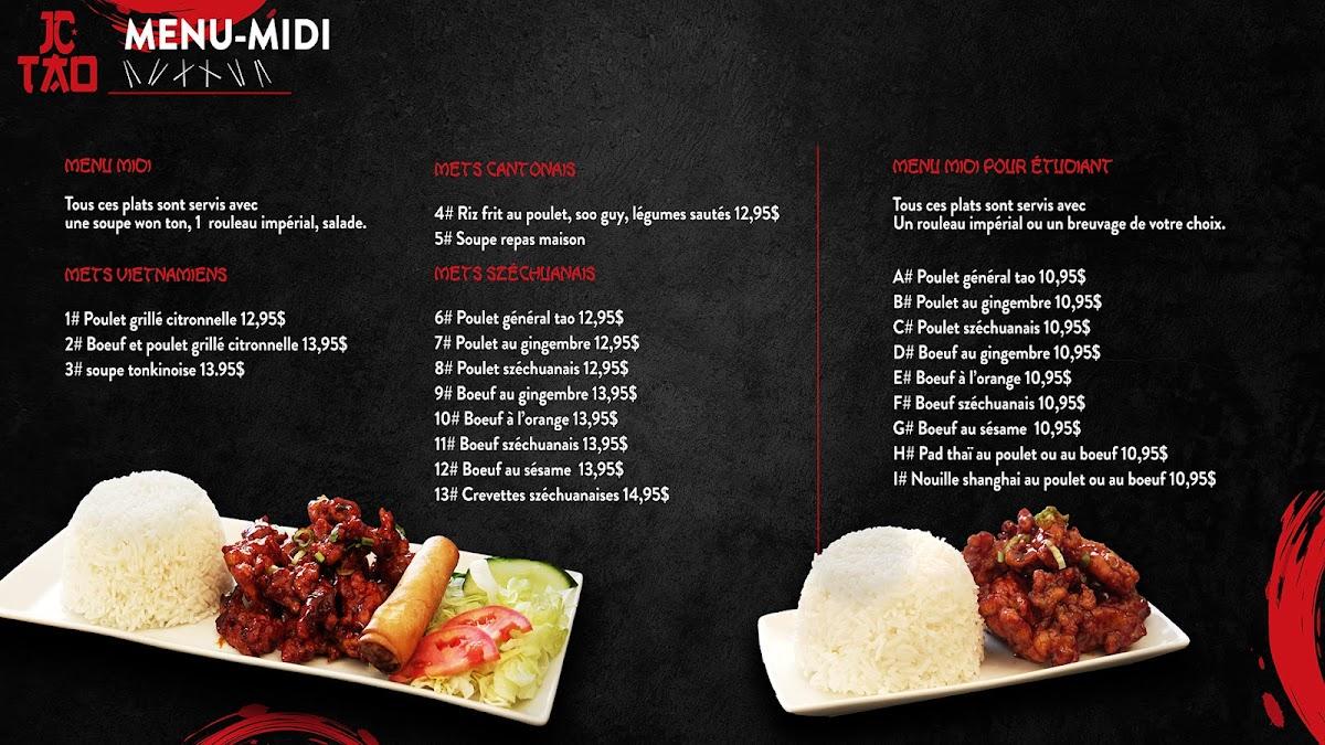 Menu au Restaurant Jc Tao, Saint-Jérôme
