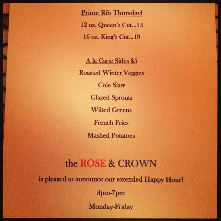 Menu at Rose & Crown restaurant, Lewes