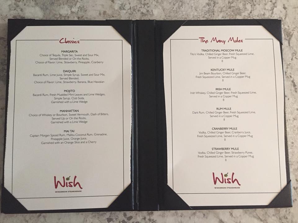 Menu at Wish Steakhouse, Weston