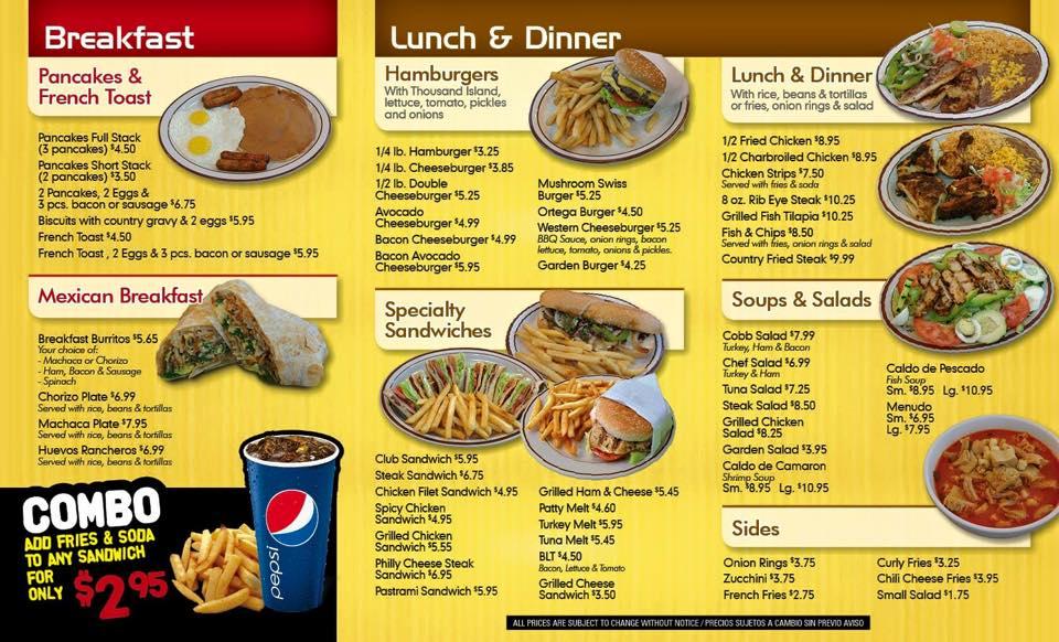 Carta del restaurante Chelo's Burgers, Cathedral City