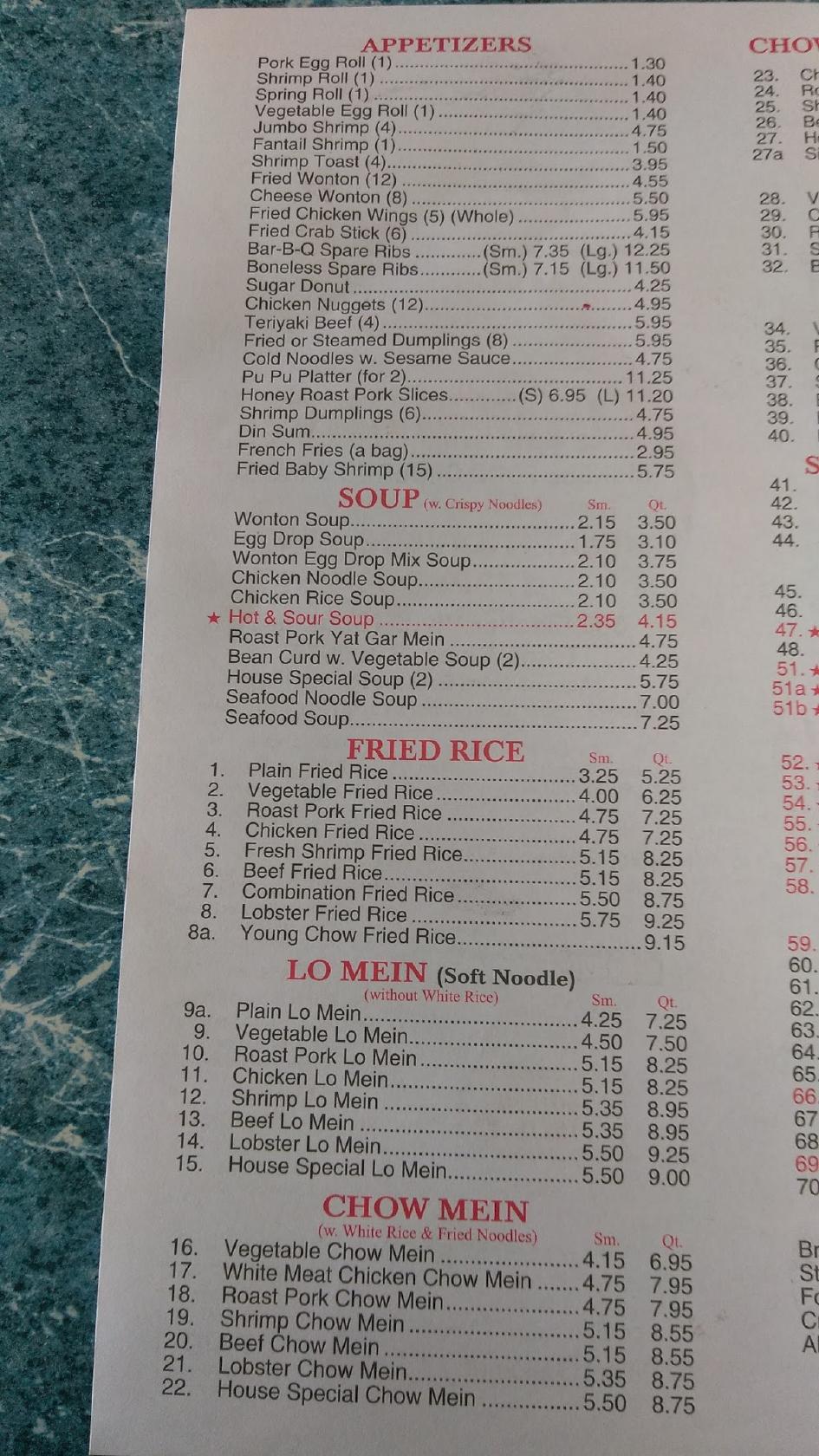 Menu at Golden Taste Chinese Restaurant, Toms River