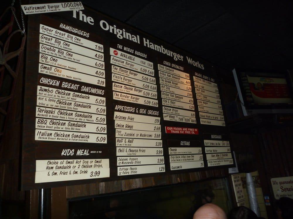 Carta del pub y bar Original Hamburger Works, Phoenix
