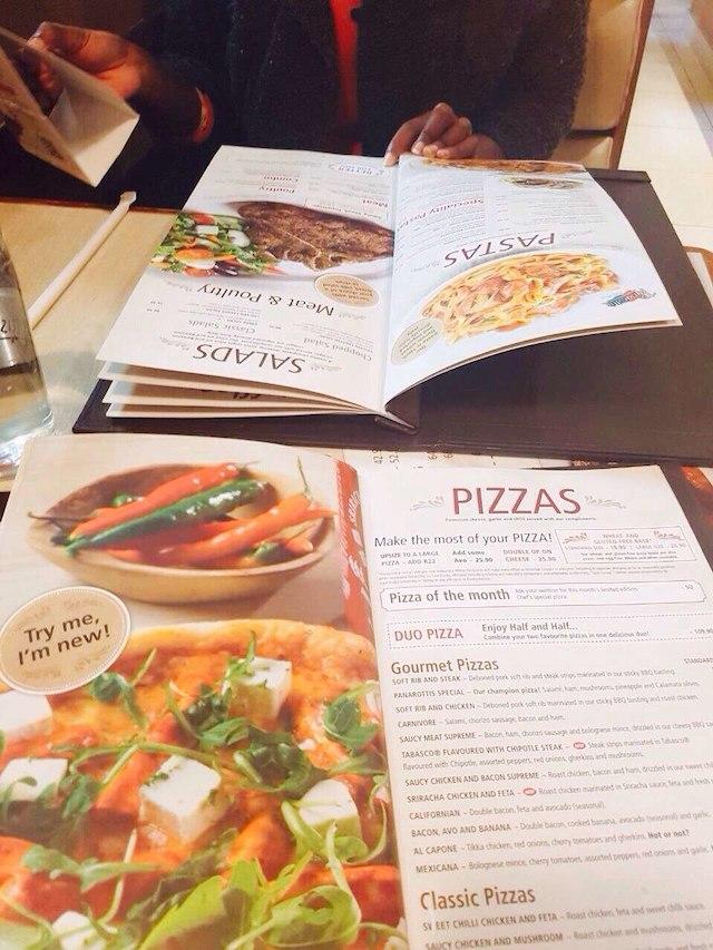 Menu at Panarottis Montana pizzeria, Pretoria