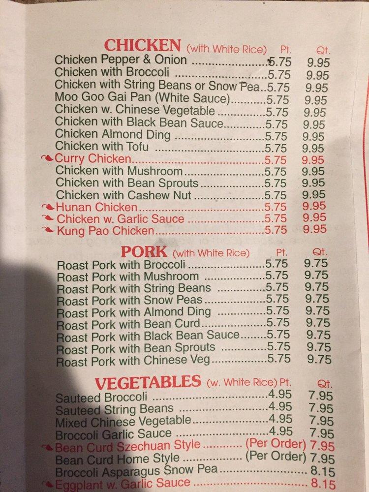 Menu at Sun Ho Chinese Restaurant, Glen Head