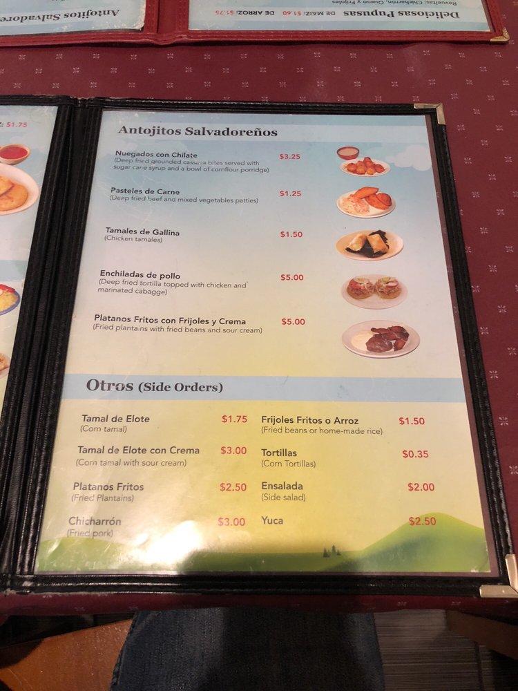Menu at Pupuseria Doña Azucena restaurant, Herndon