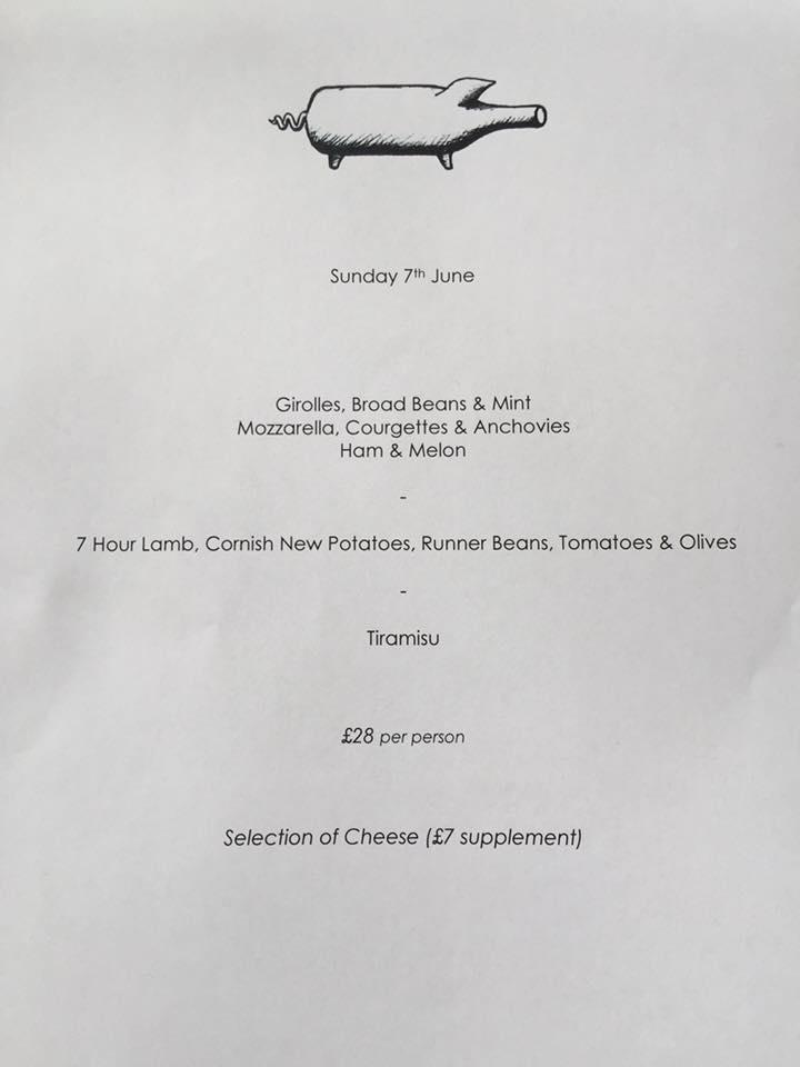 Menu at Brawn restaurant, London