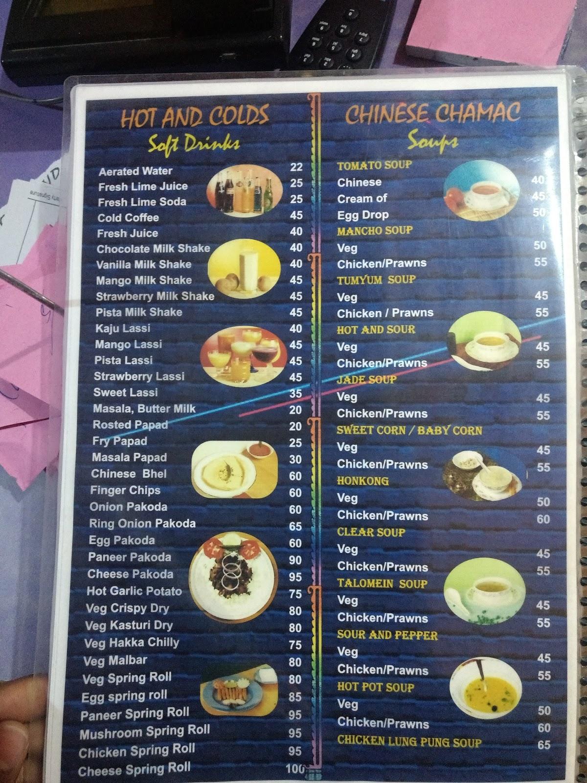 Menu at Food Land, Davanagere