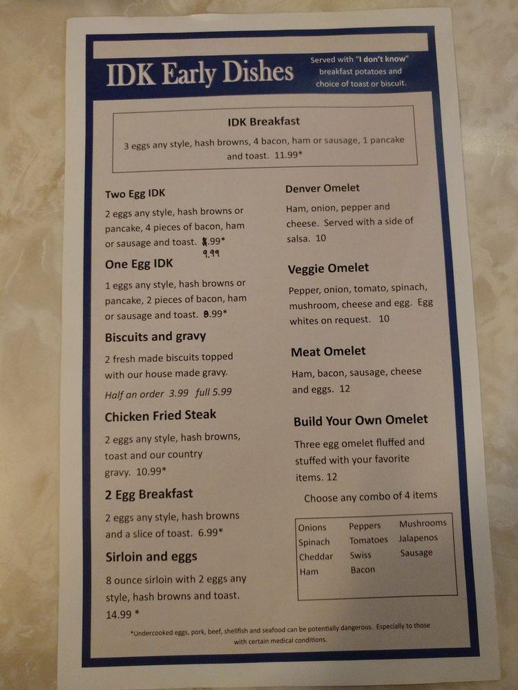 Menu at IDK Restaurant, Kennewick