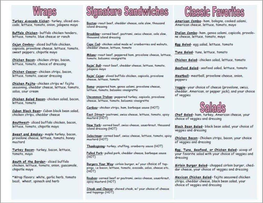 Menu at Mill Pond Country Store restaurant, Stafford