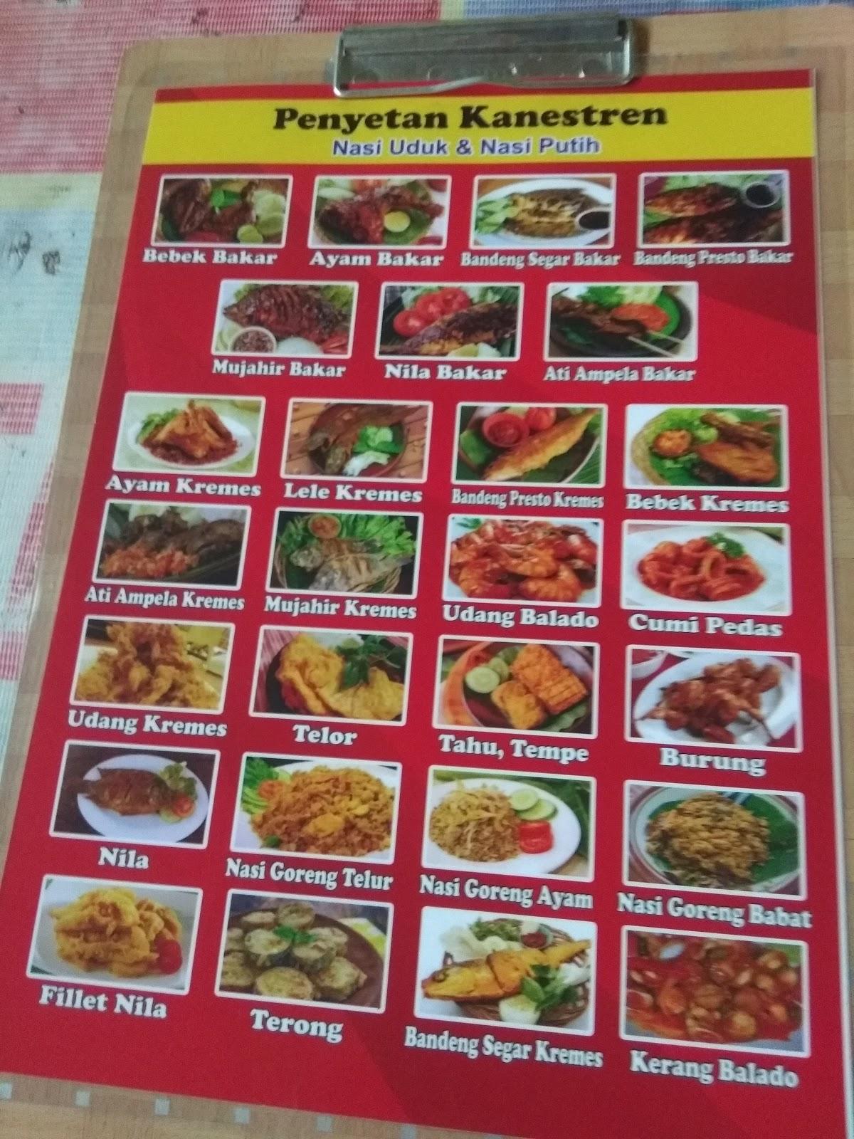 Menu at Penyetan Kanestrend restaurant, Semarang, Jl. Prof. Sudarto No.51