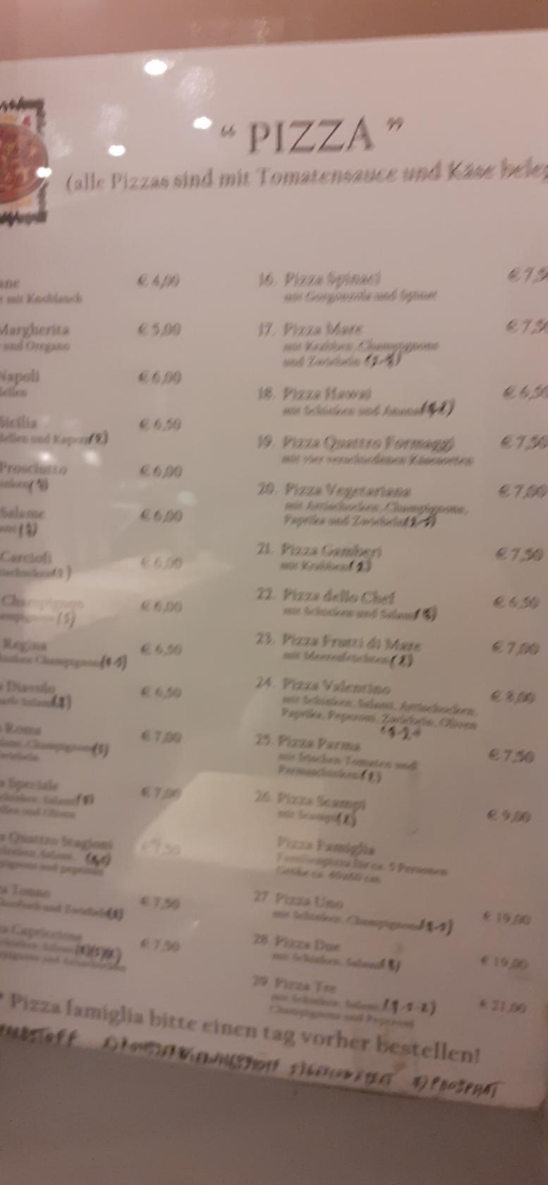 Menu at Valentino Pizza Eis, Geisenhausen