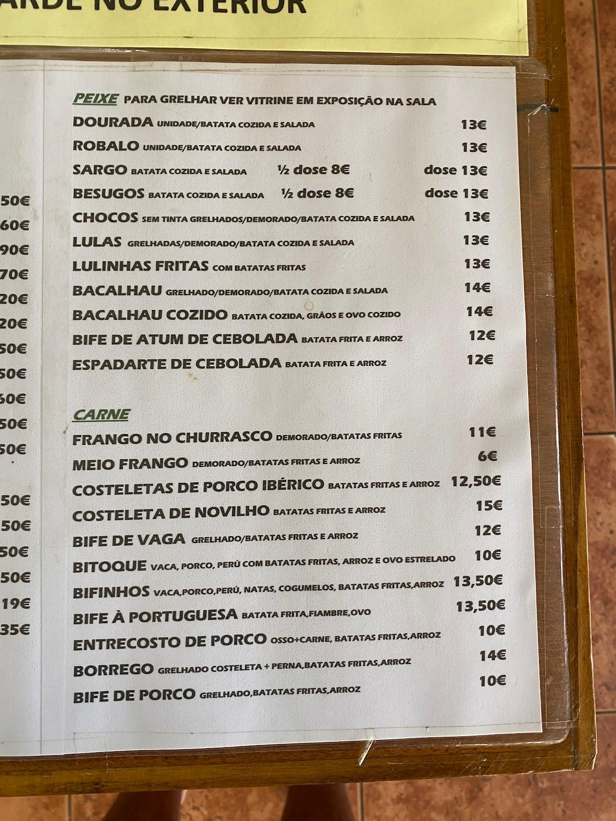 Menu em Restaurante o Alpendre, Vila Nova de Cacela