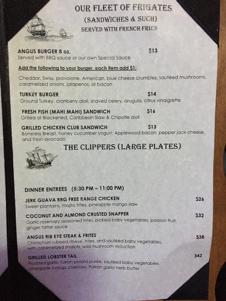 Menu at The Wreck Bar, Fort Lauderdale