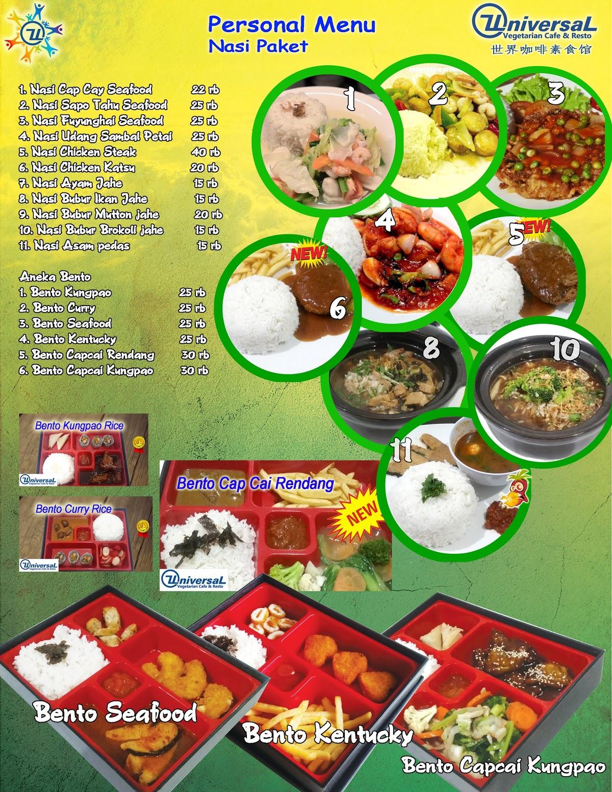 Menu at UNIVERSAL VEGETARIAN CAFE, Lakam River, Jln TELAGAMAS