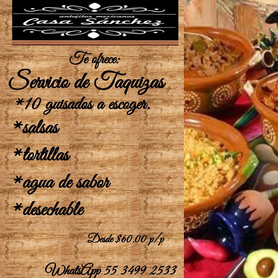 Menu at Antojitos Mexicanos "Casa Sanchez" restaurant, Mexico City